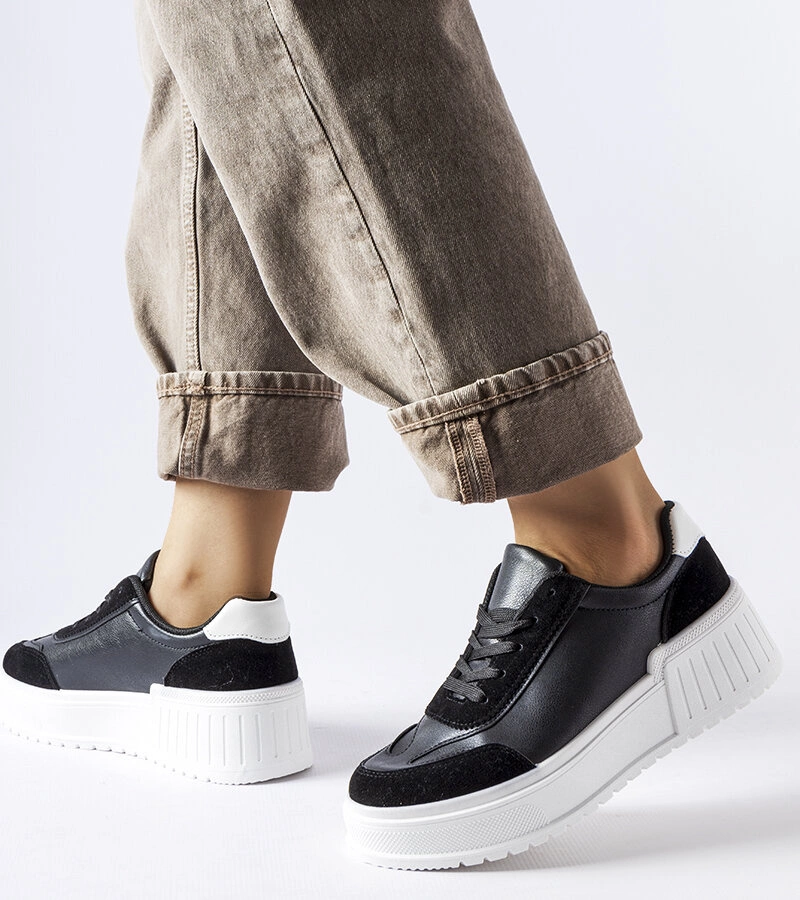 Seluci čierne tenisky na hrubej platforme | Gemre obuv online